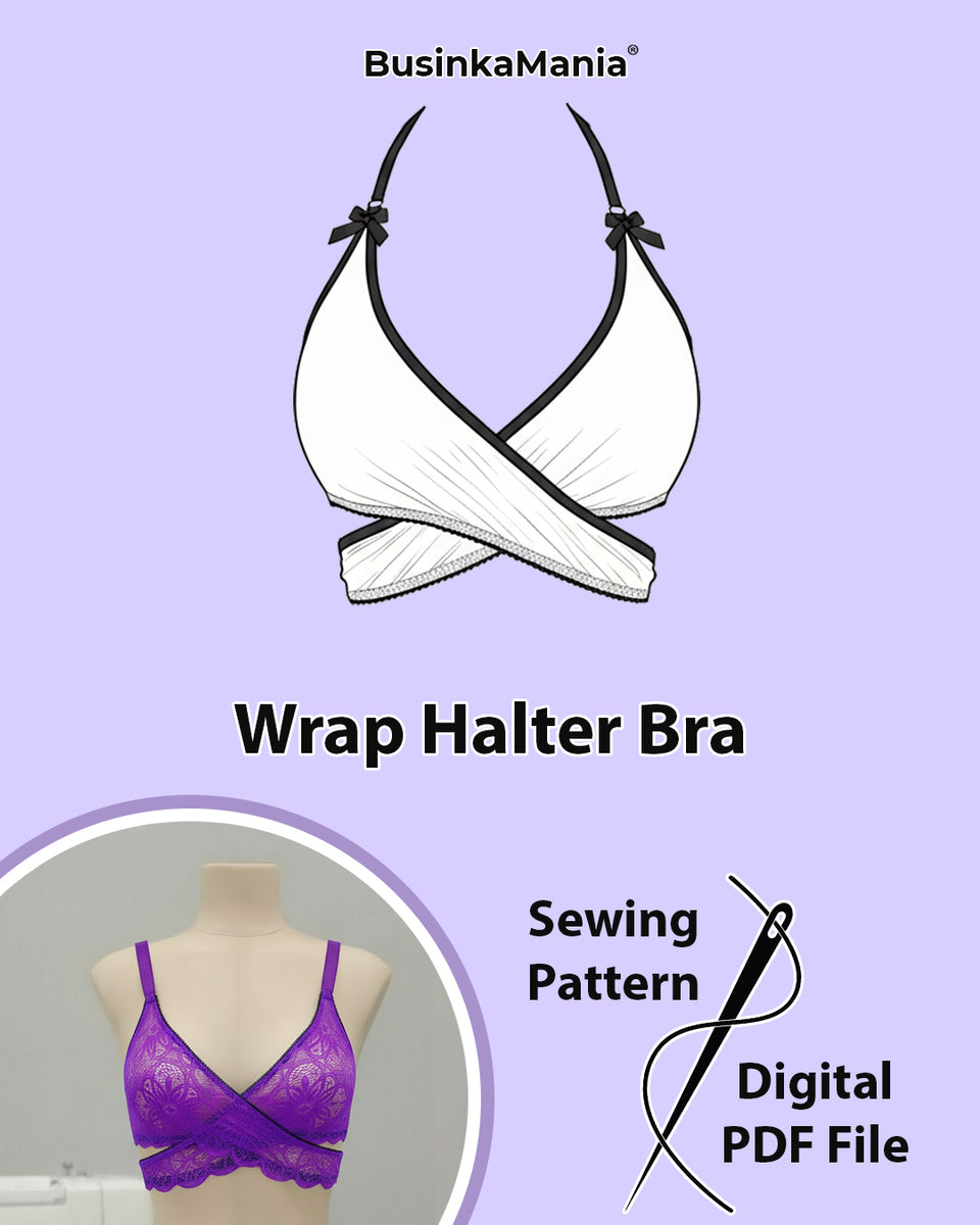 DIY Seamless Halter Wrap Bralette Pattern with Step-by-Step Tutorial ...