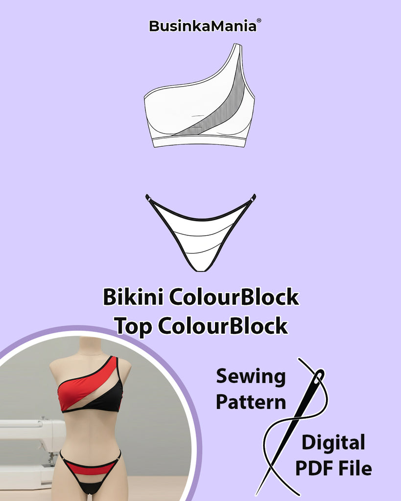Set - Bikini + Top ColourBlock - Sewing Pattern – BusinkaMania